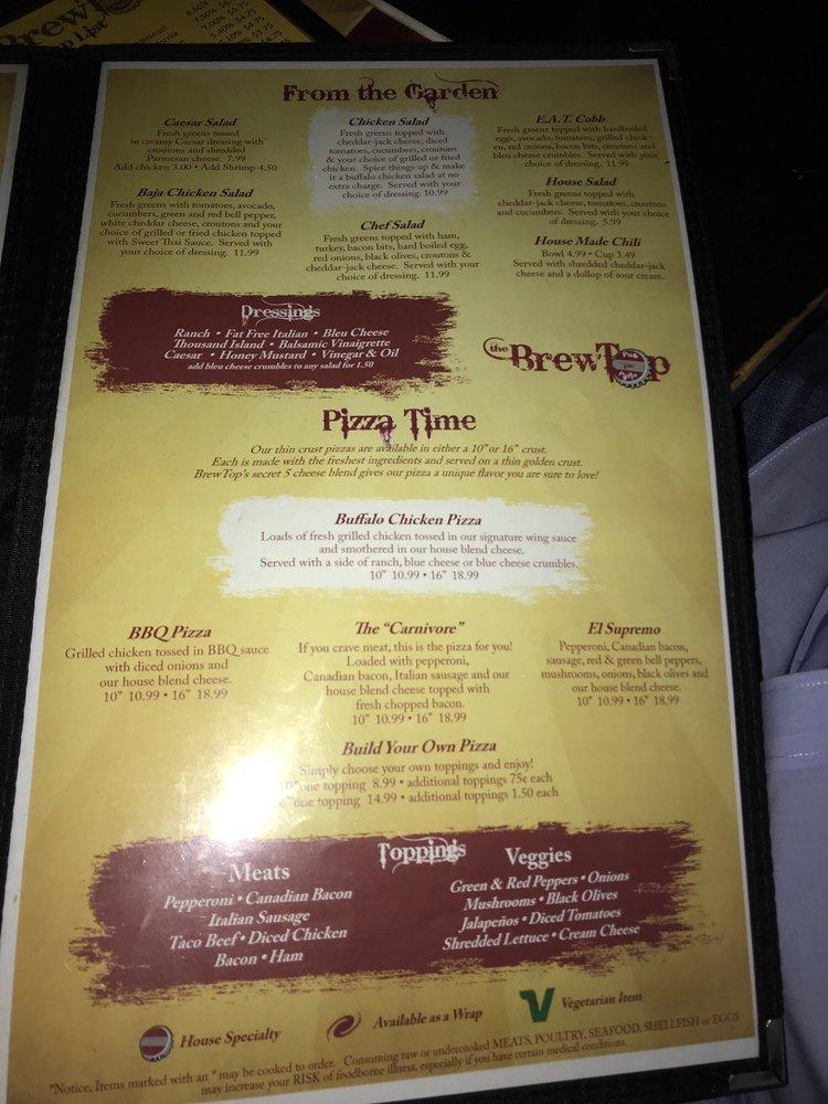 Menu at The Brew Top Pub and Patio, Overland Park, W 135th St