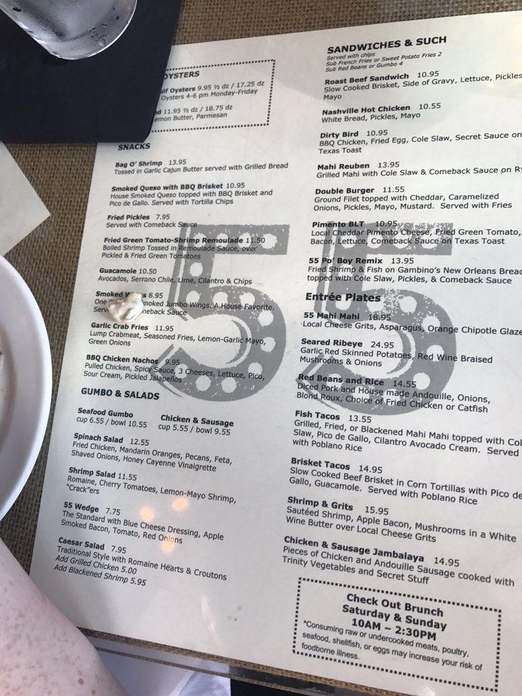 Menu at 55 South pub & bar, Franklin, 403 Main St