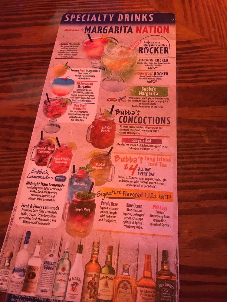 Menu at Bubba's 33 pizzeria, Universal City