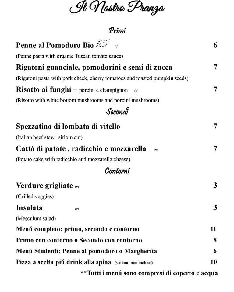 Menu at La Saint Honoré restaurant, Montevarchi