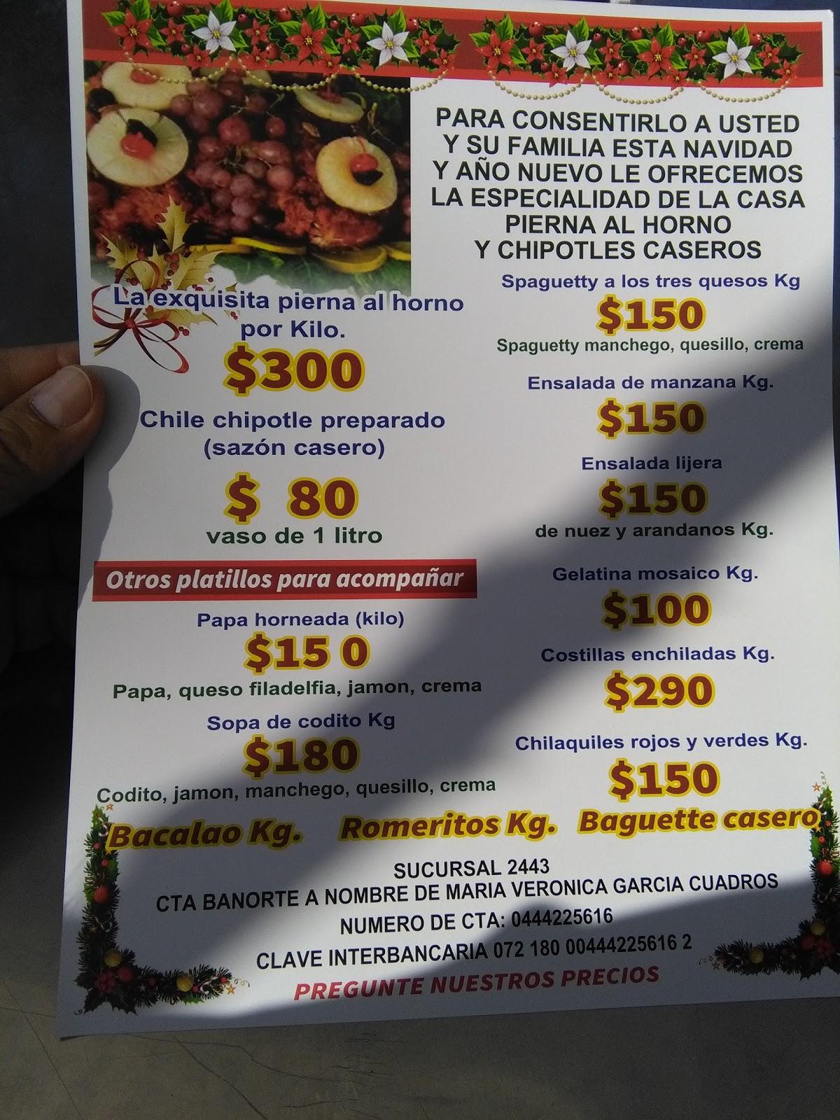 Carta del restaurante Tortas El Recreo Las Originales El Vaquita ...
