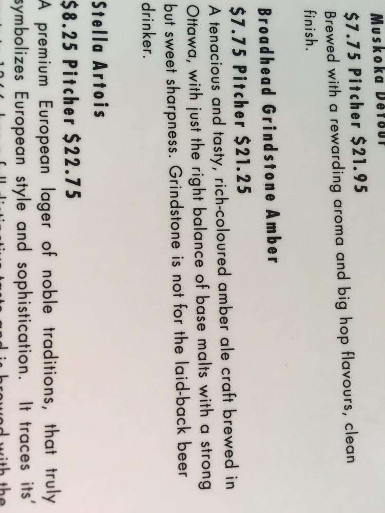 Menu at Arugula restaurant, North Bay