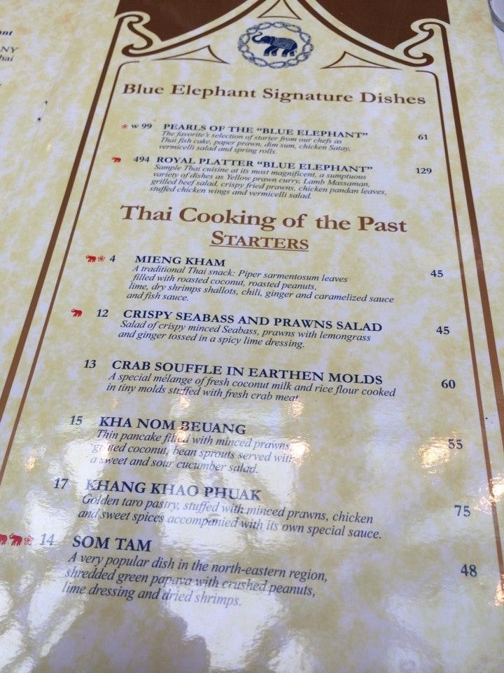 Menu at Blue Elephant Restaurant, Dubai