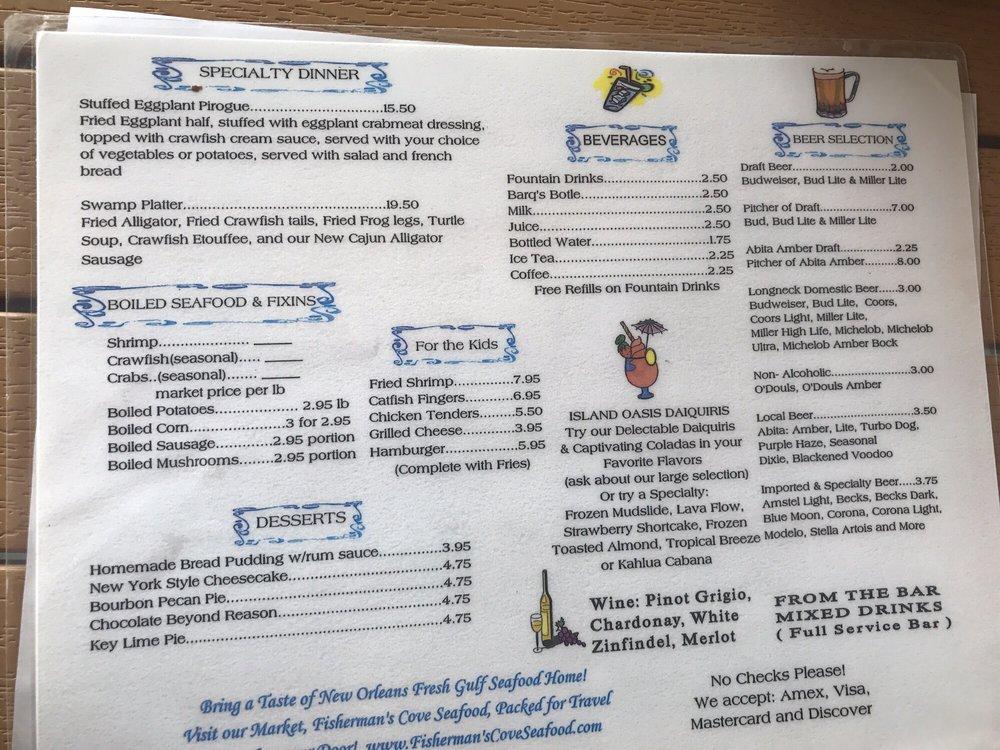 Menu at Harbor Seafood & Oyster Bar, Kenner