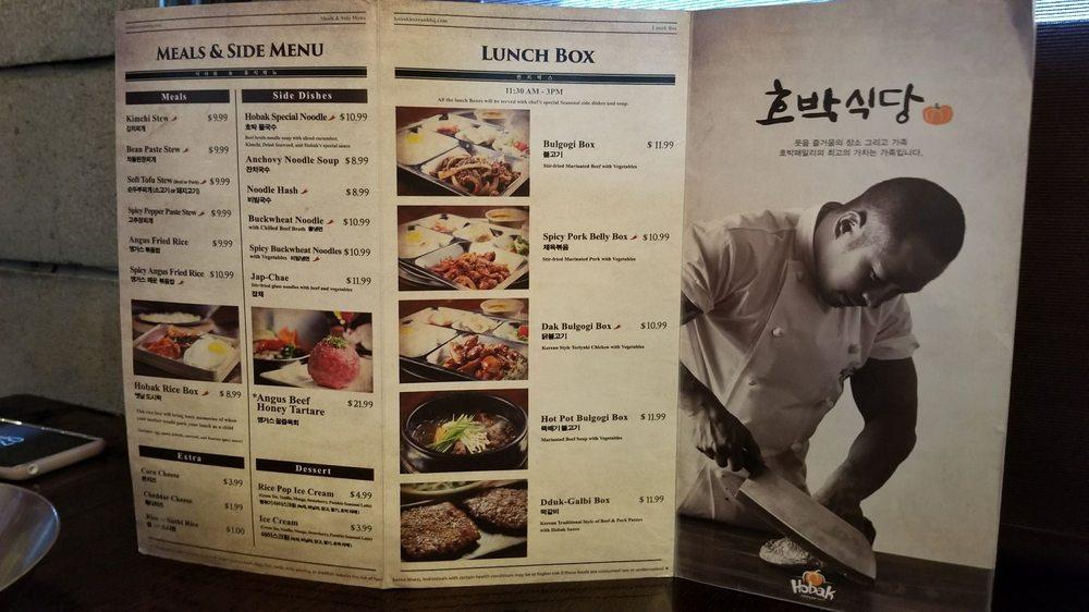 Menu at Hobak Korean BBQ, Las Vegas