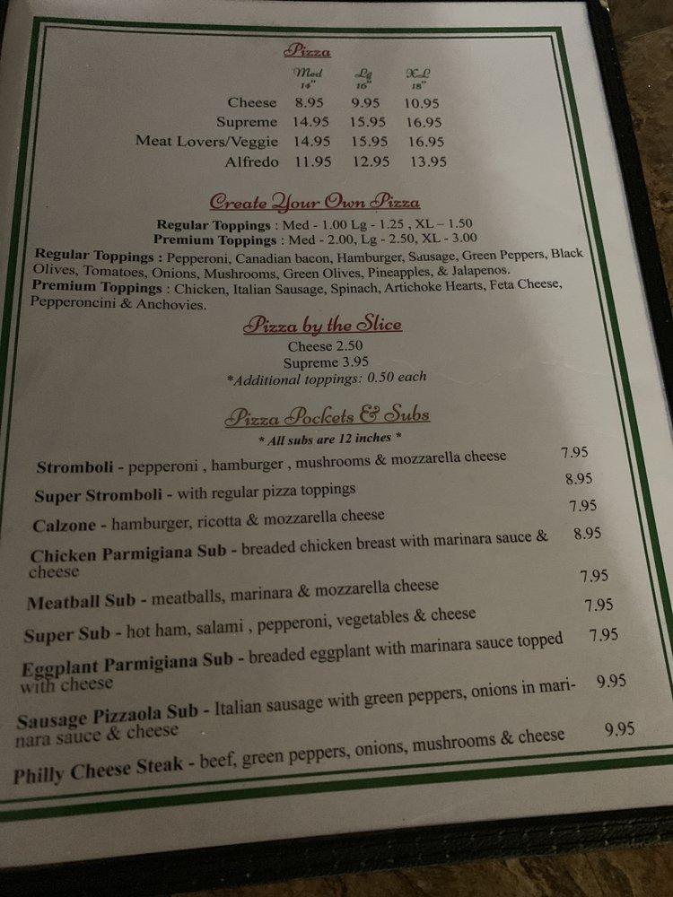 Menu at Italian Village restaurant, Corsicana