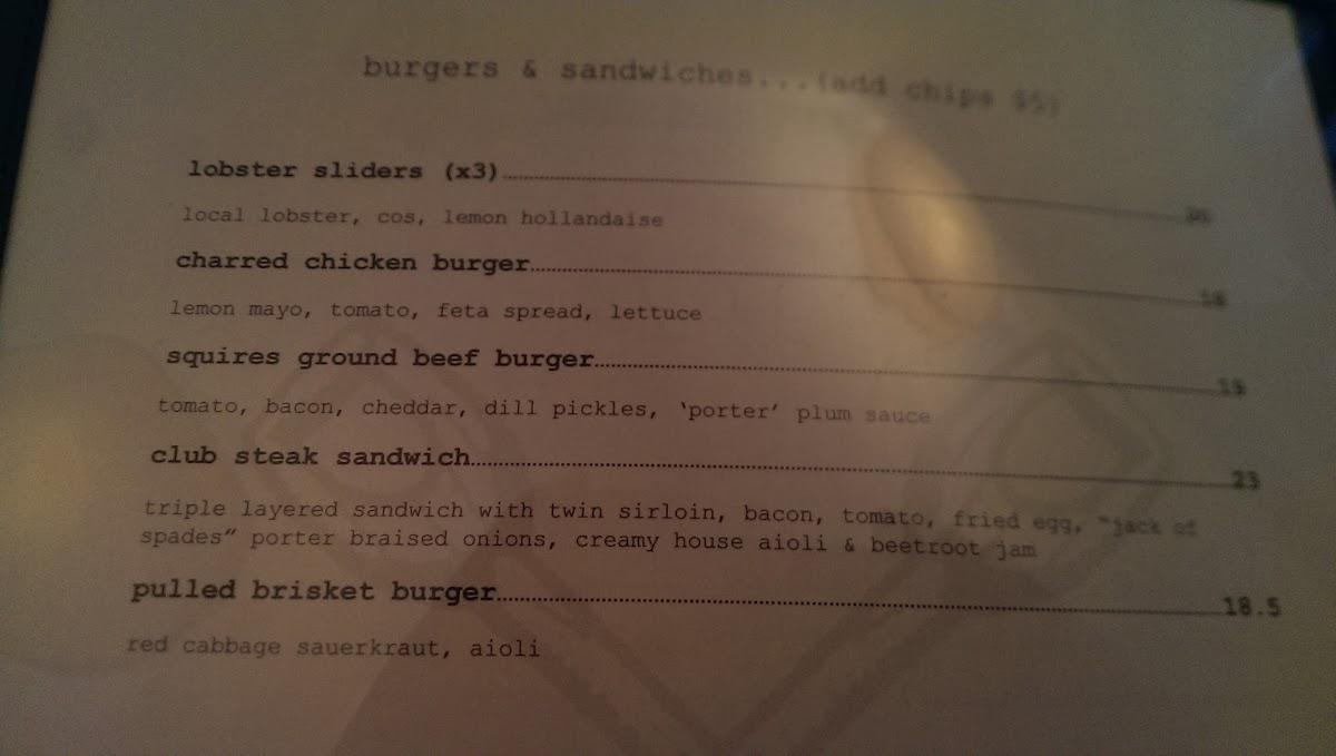 Menu at The Generous Squire pub & bar, Perth