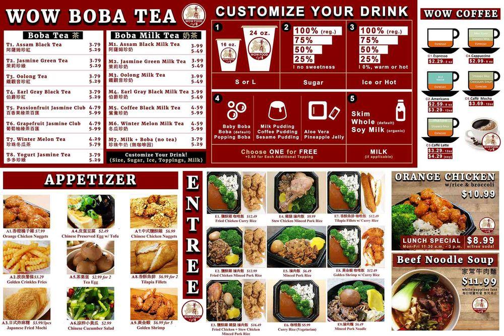 Carta de WOW Food Cafe, Baltimore