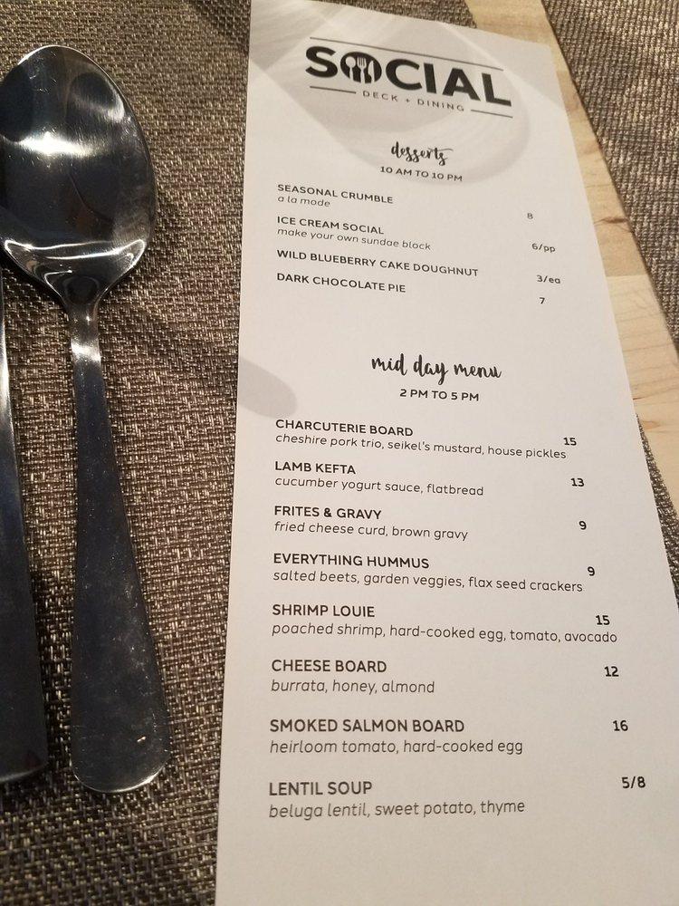 Menu at Social Deck + Dining restaurant, Oklahoma City
