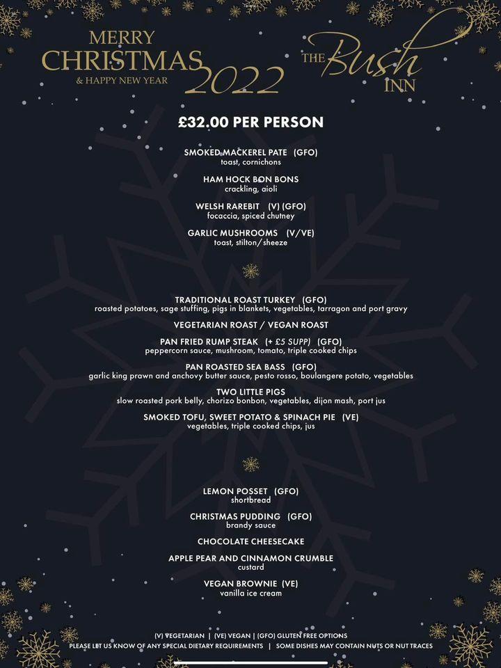 Menu at The Bush Inn pub & bar, Cowbridge