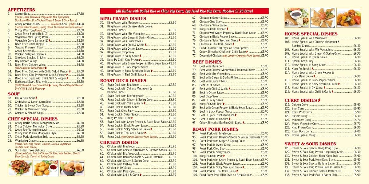 Menu at MERSEY FOODIE Chinese takeaway restaurant, Liverpool