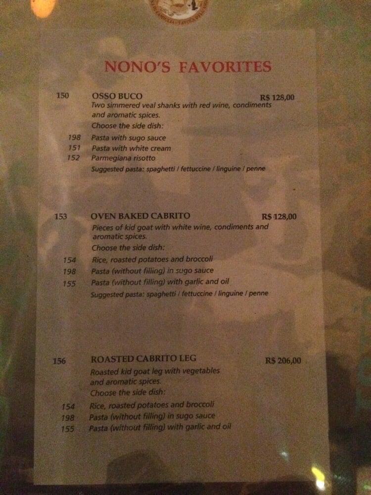 Menu em Famiglia Mancini Trattoria restaurante, São Paulo, Rua Avanhandava