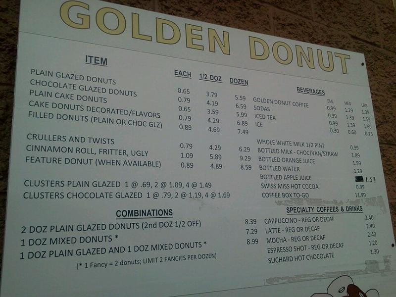 Menu at Golden Donuts, Columbus, 625 Manchester Expy STE 100