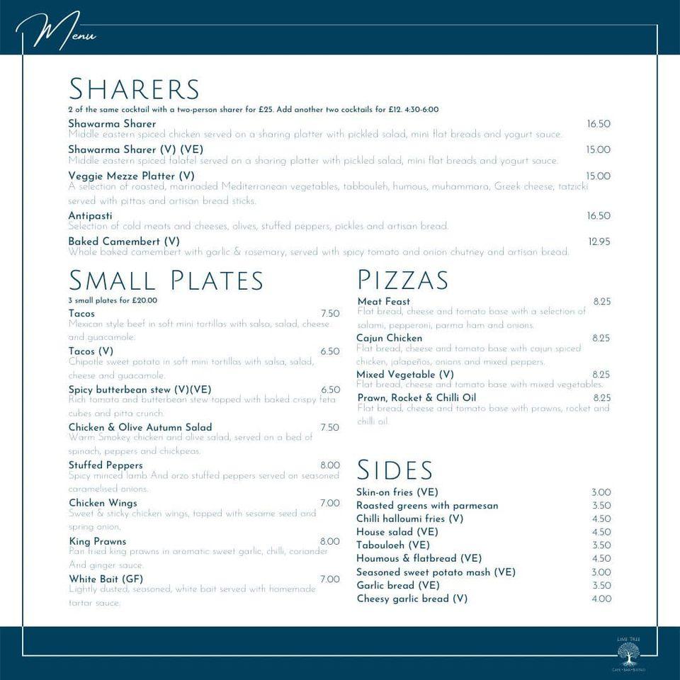 Menu at Lime Tree Coffee cafe, Wolverhampton
