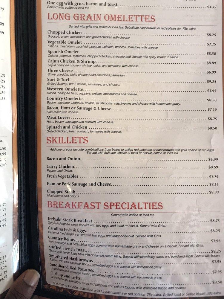Menu at Long Grain Cafe, Florence
