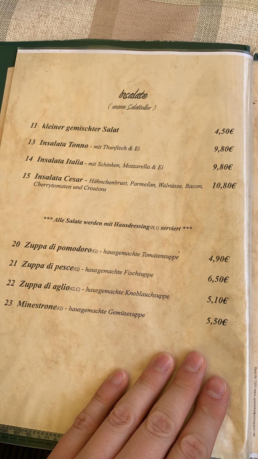 Speisekarte von Ristorante Maria Rosa restaurant, Prerow