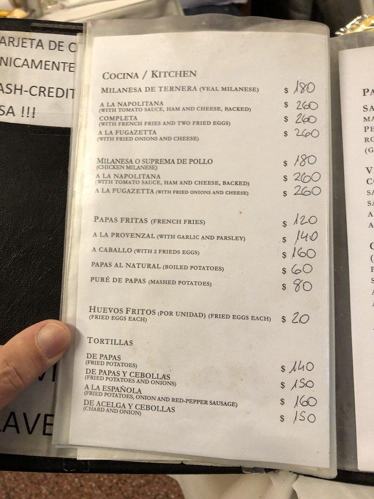 Menu at Parrilla Peña, Buenos Aires, Rodríguez Peña 682