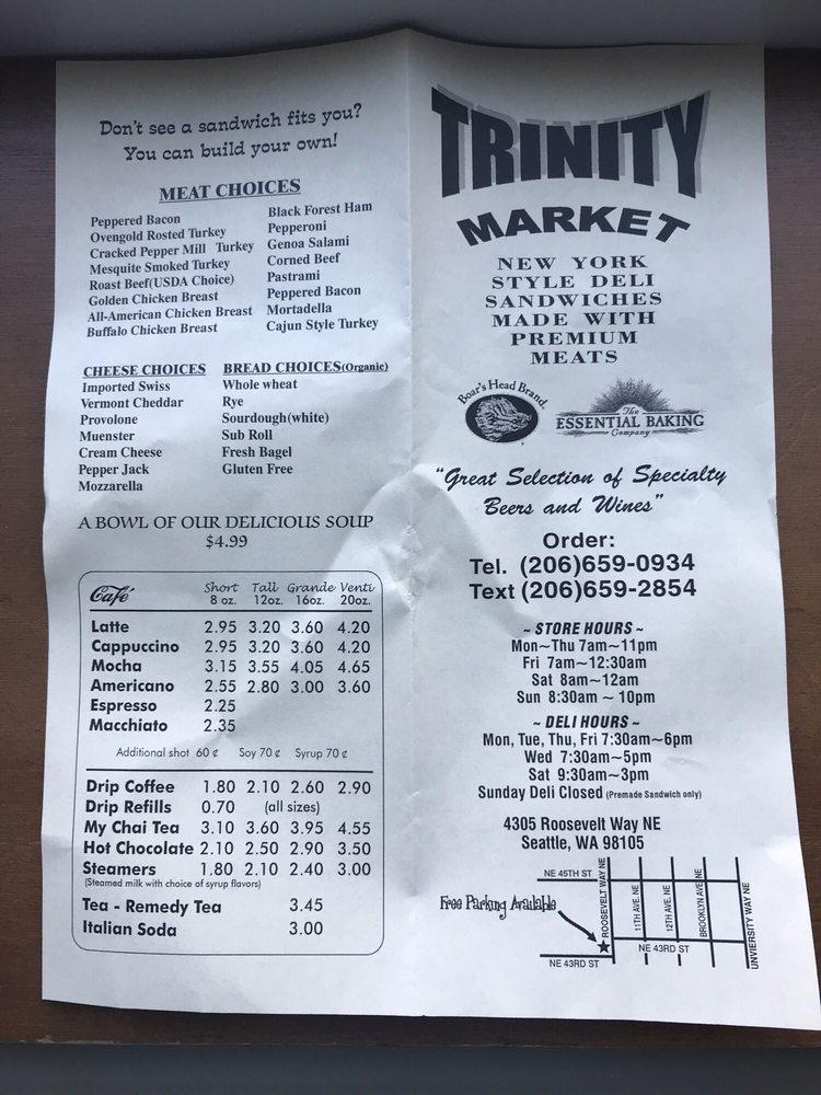 Carta del pub y bar Trinity Market, Seattle