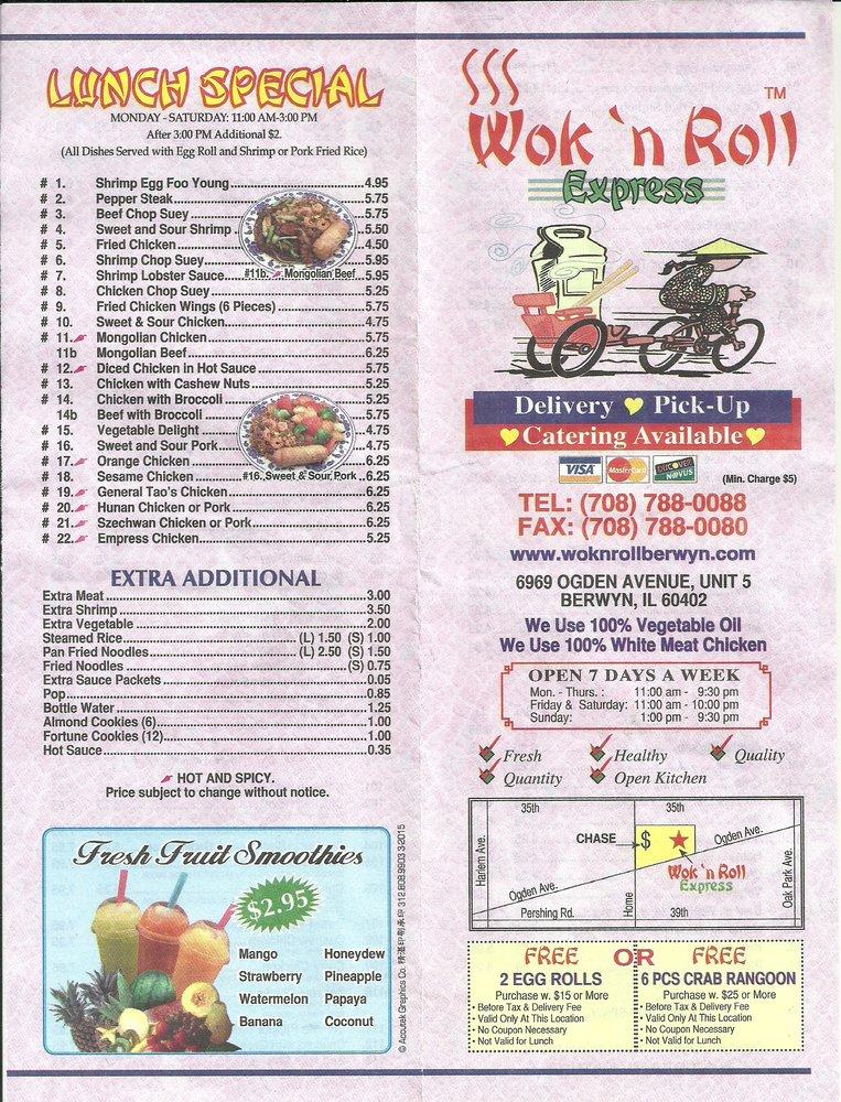 Menu at Wok N Roll Express restaurant, Berwyn, Ogden Ave #5