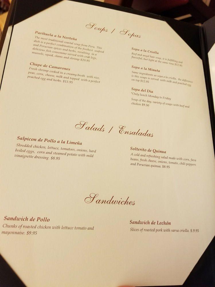 Menu at La Limeña Grill desserts, Rockville, Rockville Pike