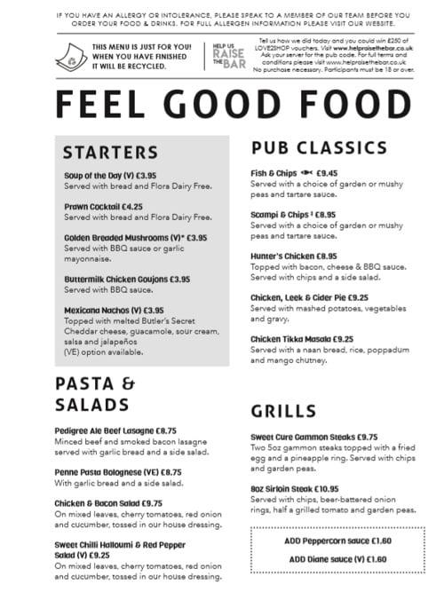 Menu at The Crown At Bournemouth pub & bar, England