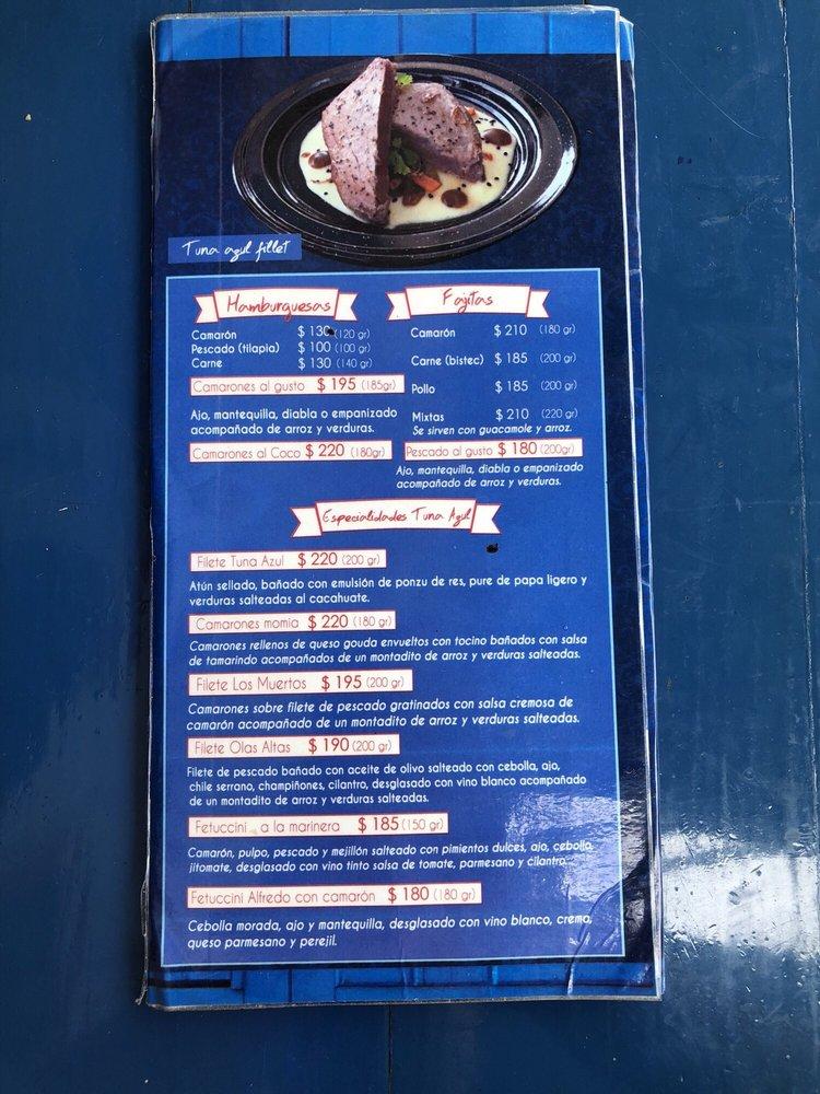 Menu at Tuna Azul Zona Romantica restaurant, Puerto Vallarta