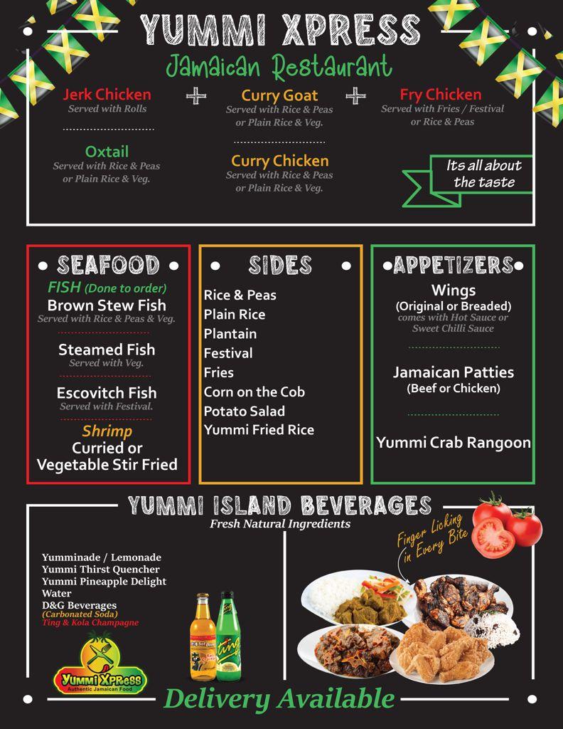 Menu at Yummi Xpress Jamaican Restaurant, Cincinnati