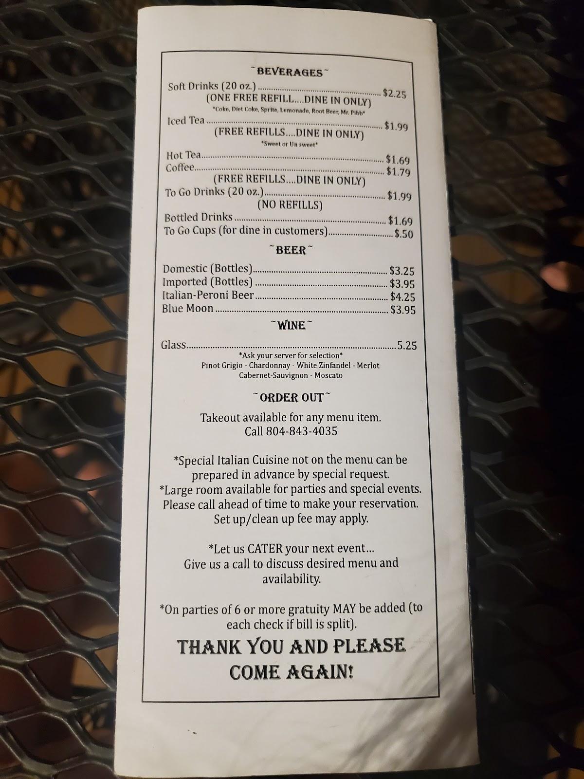 Menu at Anna's Italian Restaurant - West Point, West Point
