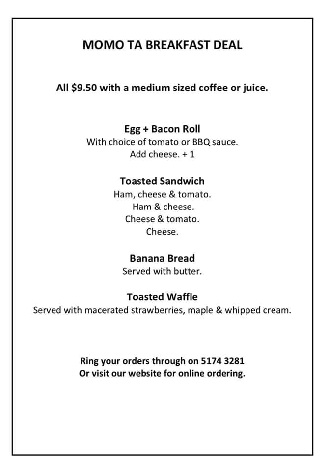Menu at MOMO Traralgon restaurant, Traralgon