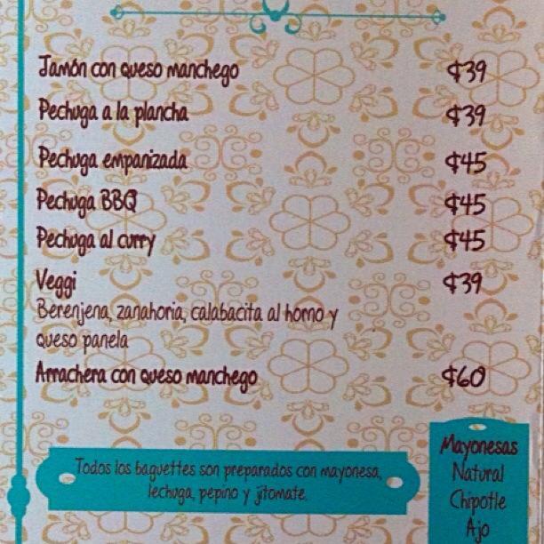 Menu at Mo Kali restaurant, Xalapa