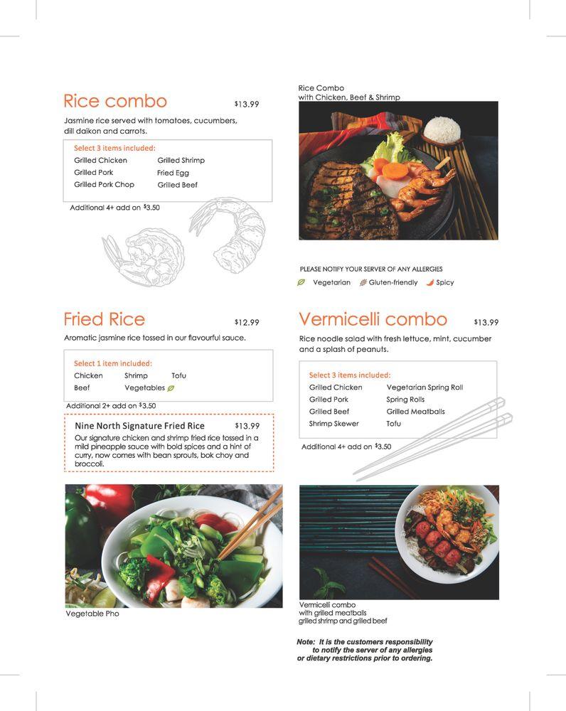 Menu at Nine North (Viet-Thai Cuisine) restaurant, Brantford