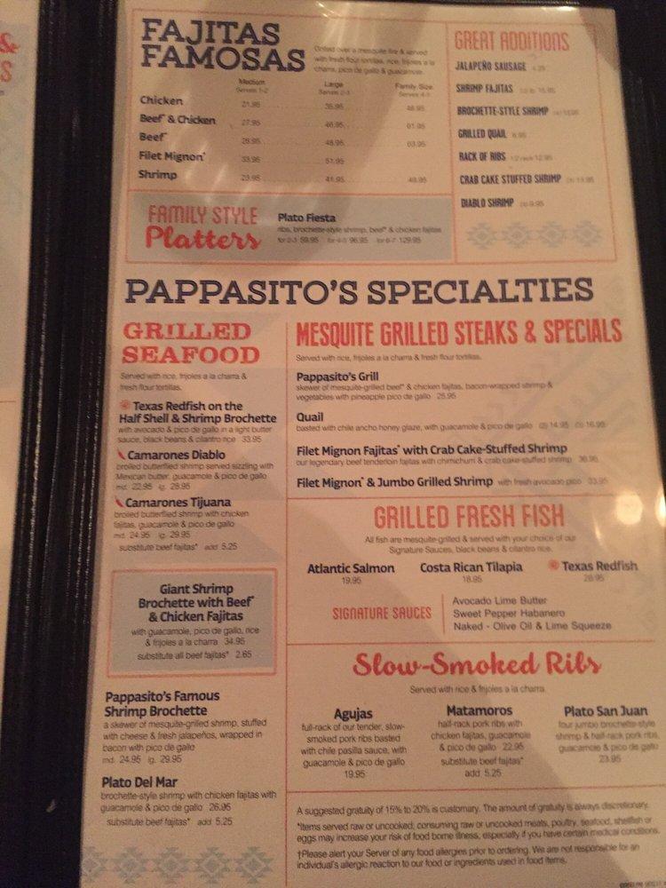Menu at Pappasito's Cantina restaurant, Marietta, Windy Hill Rd SE