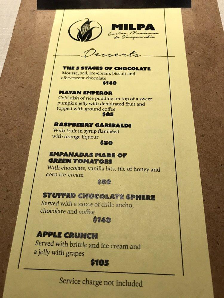 Menu at Restaurante Milpa, Holbox