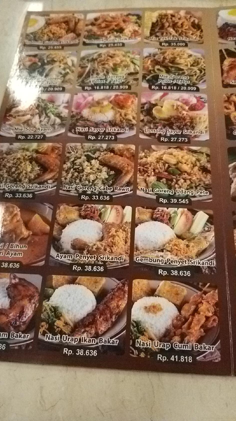 Carta del restaurante Srikandi, Medan, Jl. Gatot Subroto No.30