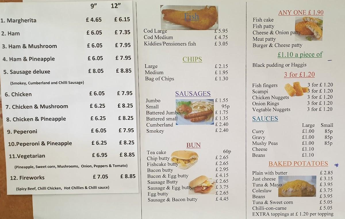 Carta del restaurante Frizington Chippy, Frizington