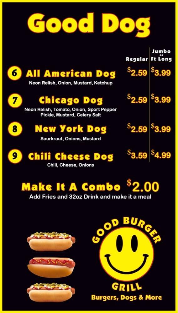 Menu at Good Burger Grill restaurant, Queen Creek