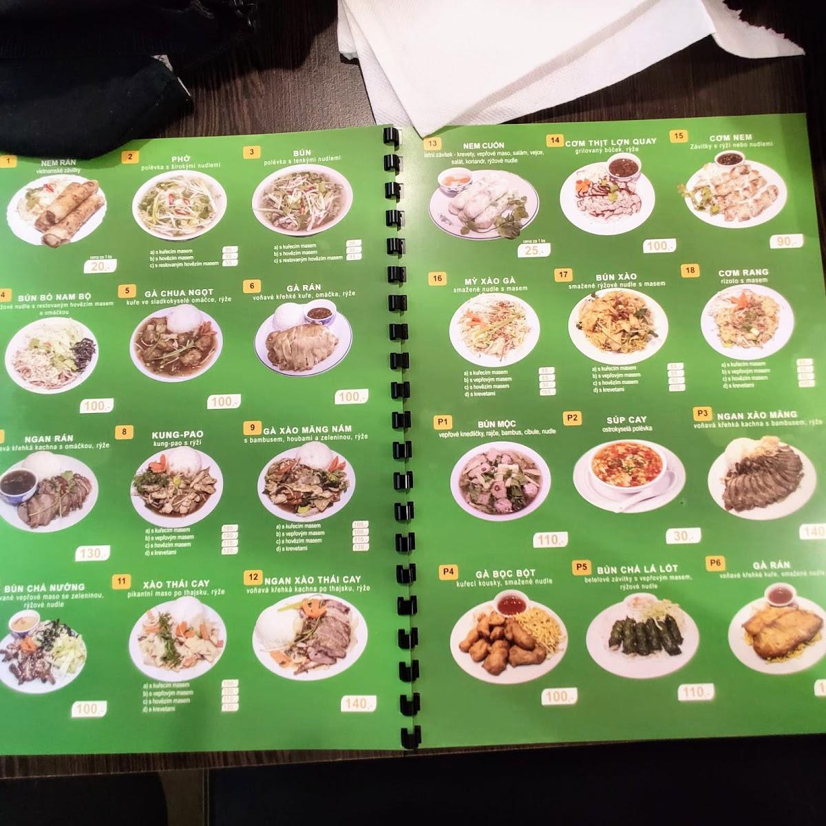 Menu at Pho Viet restaurant, Ústí nad Labem