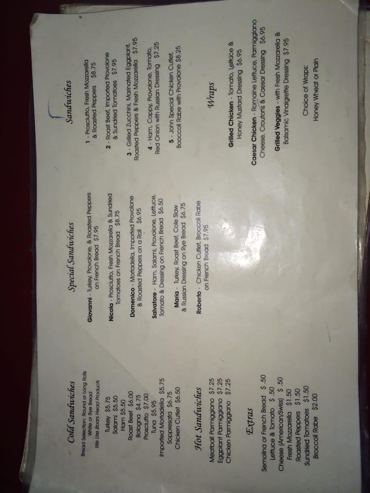 Menu at Angelina's Fine Italian Deli restaurant, Hawthorne