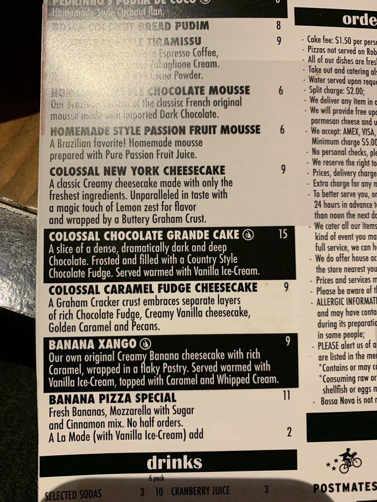 Menu at Bossa Nova Brazilian Cuisine Restaurant & Bakery, Hawthorne ...