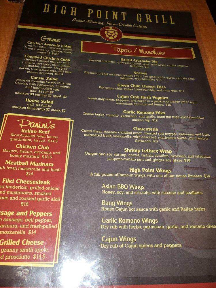 Menu at High Point Grill restaurant, Albuquerque, Coors Blvd NW STE A
