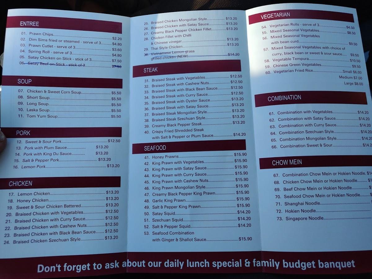 Menu at Johnny Wishbone fast food, Strathalbyn