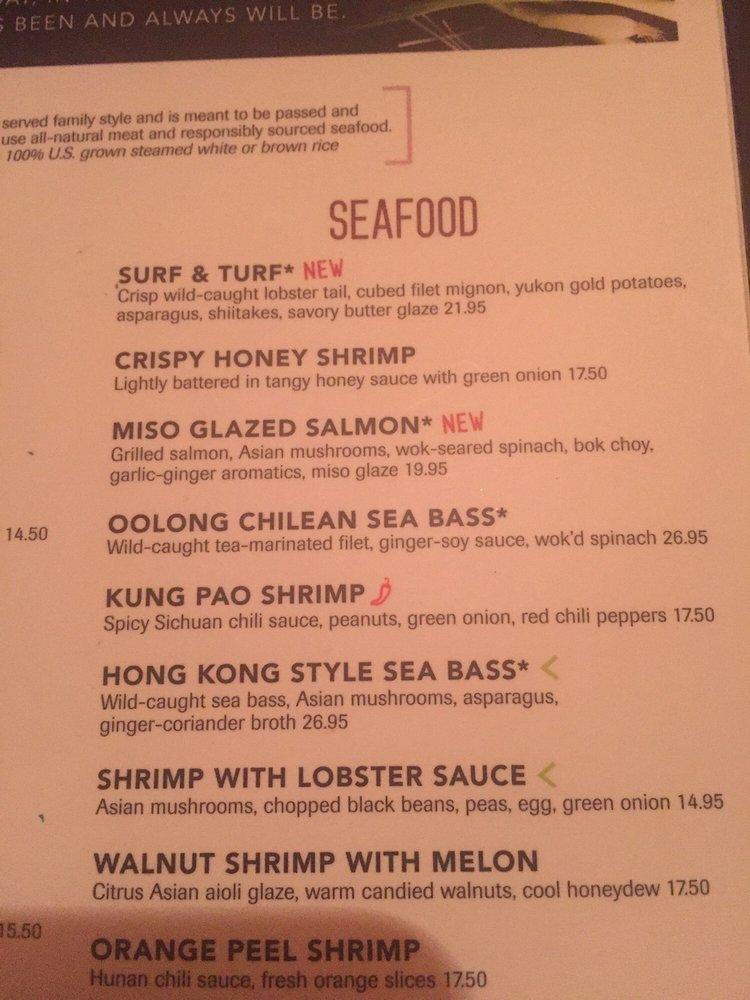 Menu at P.F. Chang's restaurant, Friendswood, Bay Area Blvd