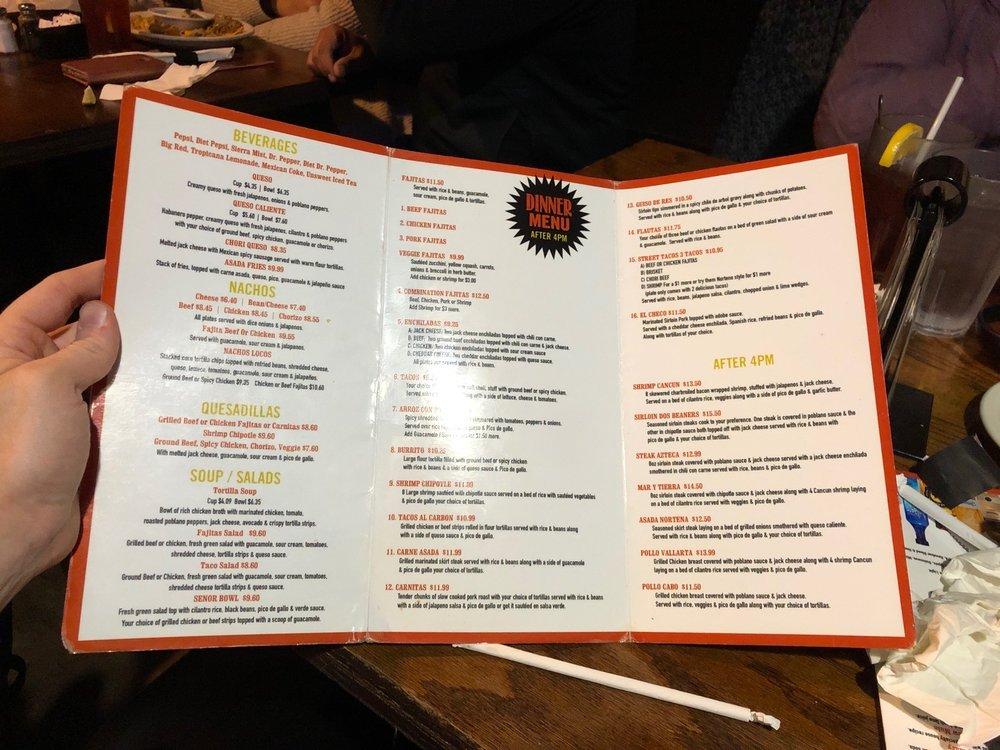 Menu at Señor Bean pub & bar, Dallas