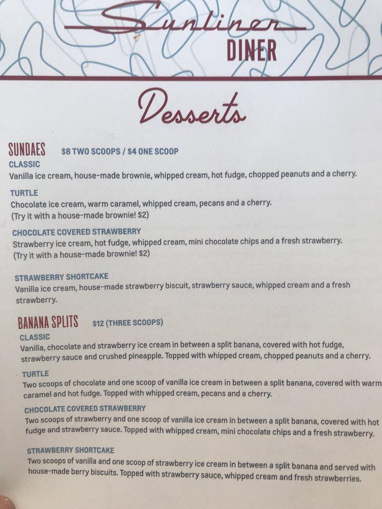 Menu at Sunliner Diner restaurant, Gulf Shores