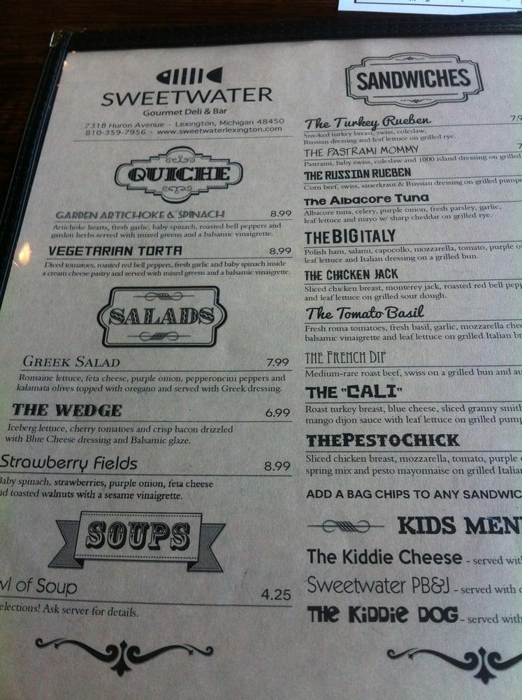 Menu at Sweetwater Gourmet Deli & Bar, Lexington