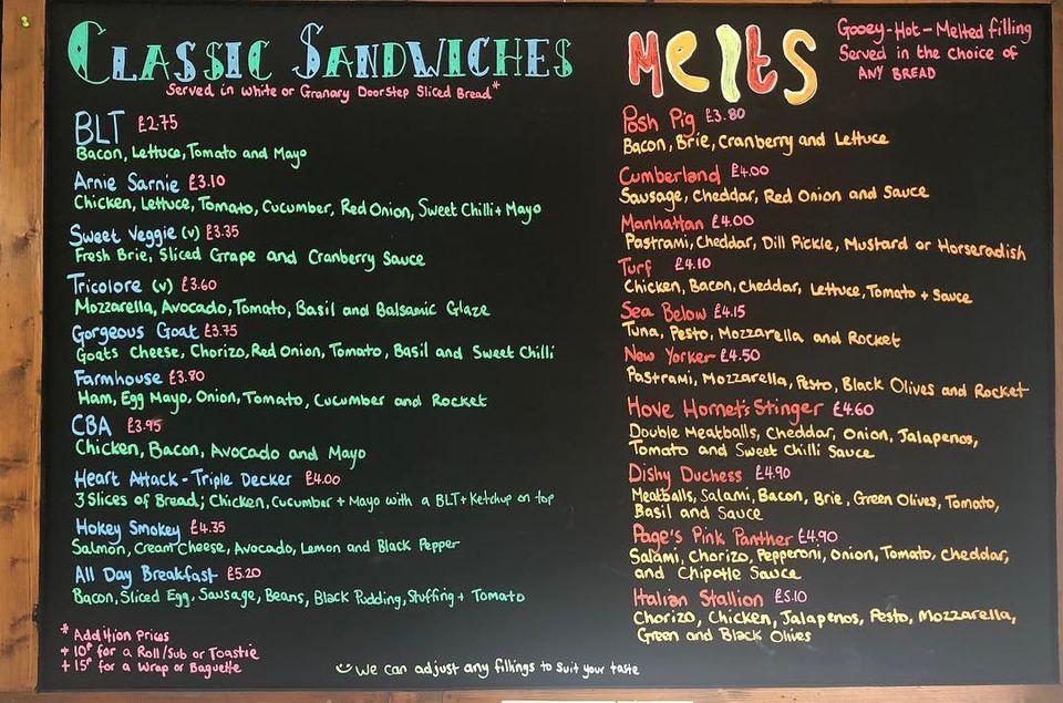 Menu at The Hove Deli cafe, Hove