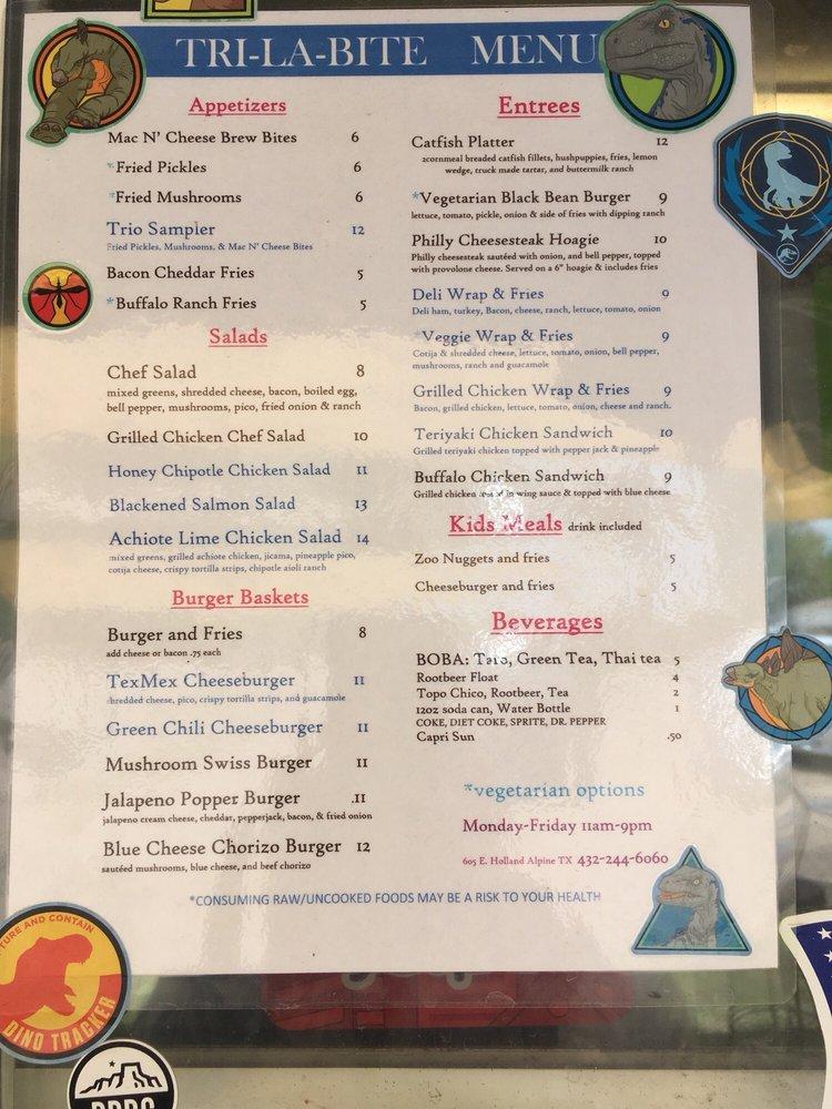 Menu at Tri La Bite restaurant, Alpine, 605 E Holland Ave