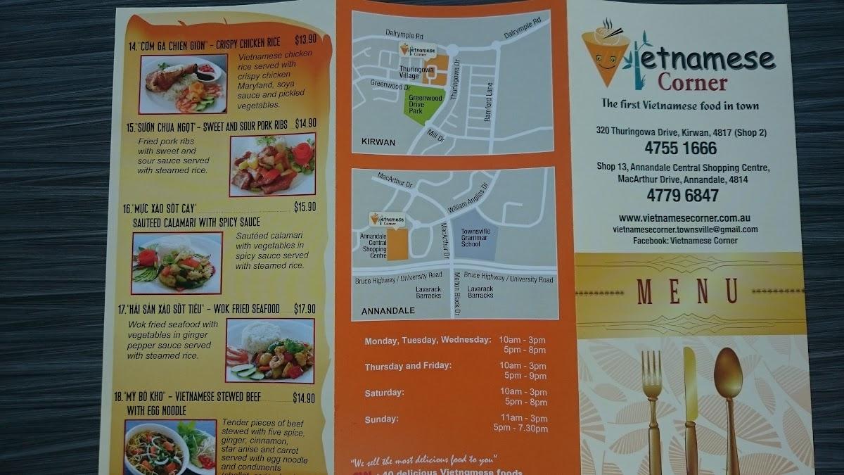 Menu at Vietnamese Corner Kirwan restaurant, Kirwan