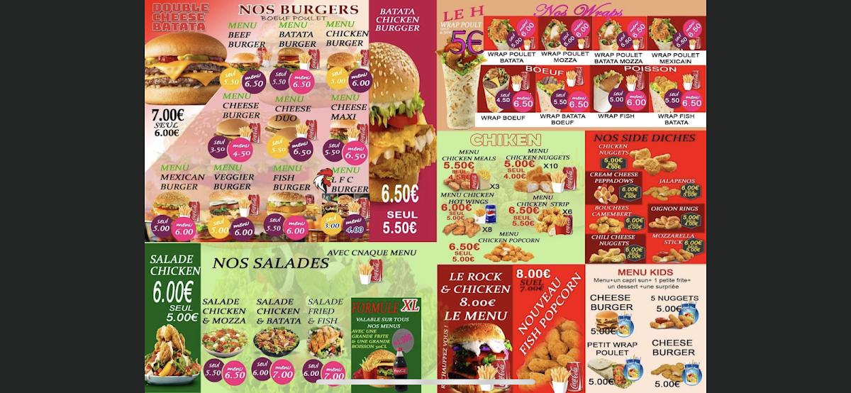 Menu at LFC CHICKEN restaurant, Longjumeau