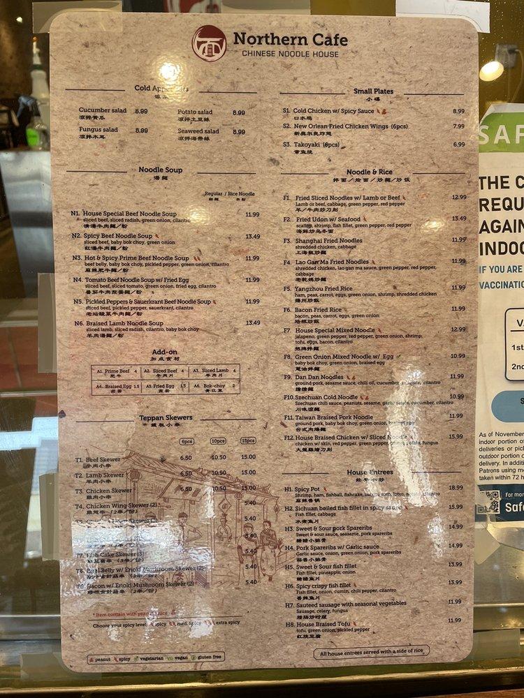 Carta de Northern Cafe Noodle House, Los Angeles, Weyburn Ave